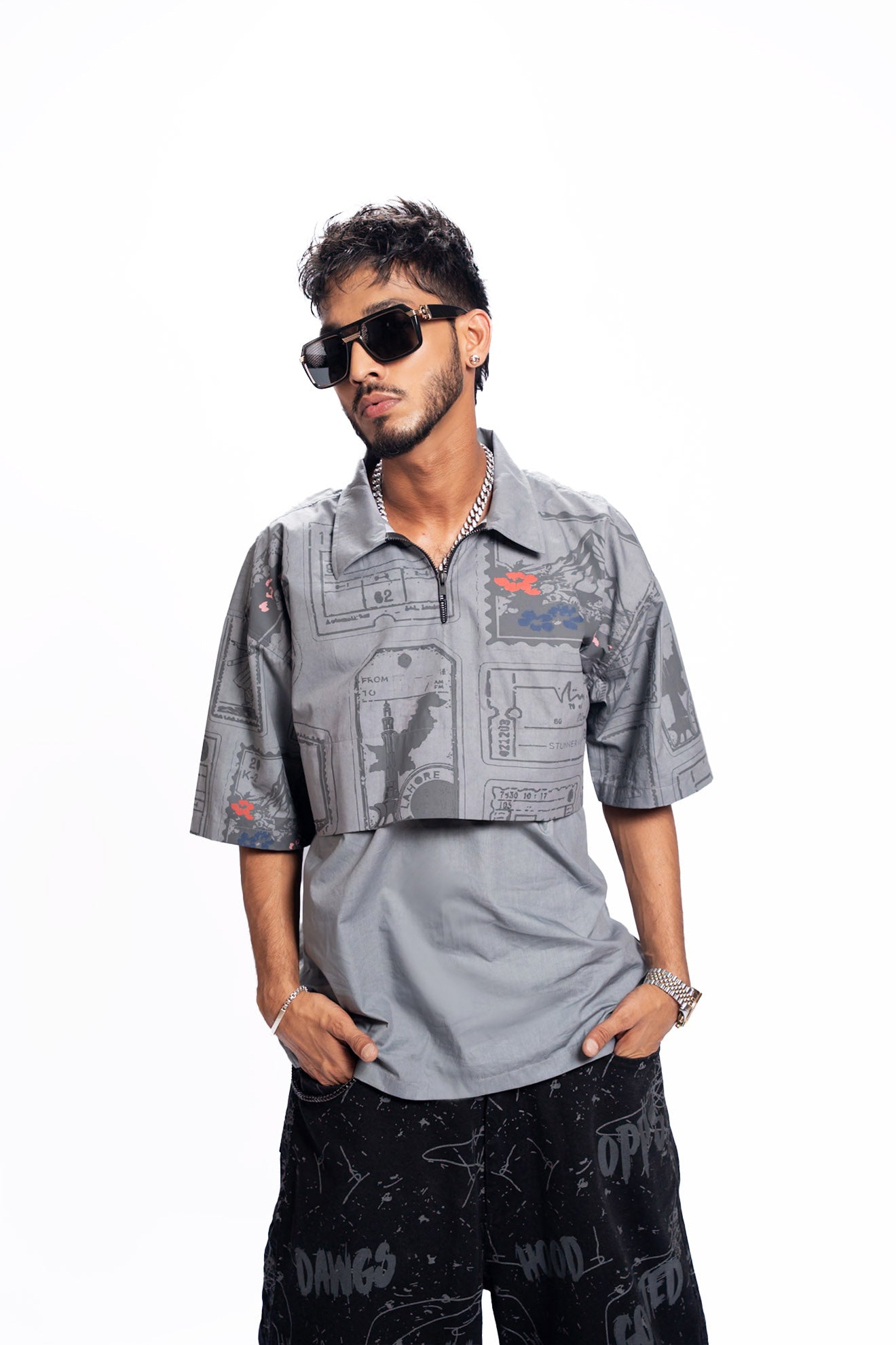 Shop Postcard Tickets from Pakistan – Grey Edition Cotton Shirt in ...